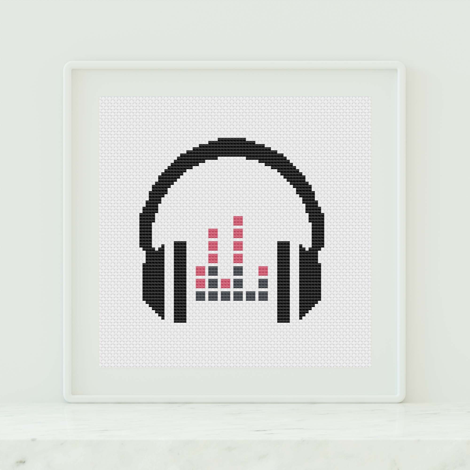 Headphone Music Cross Stitch Pattern Counted Cross Stitch Modern Music ...