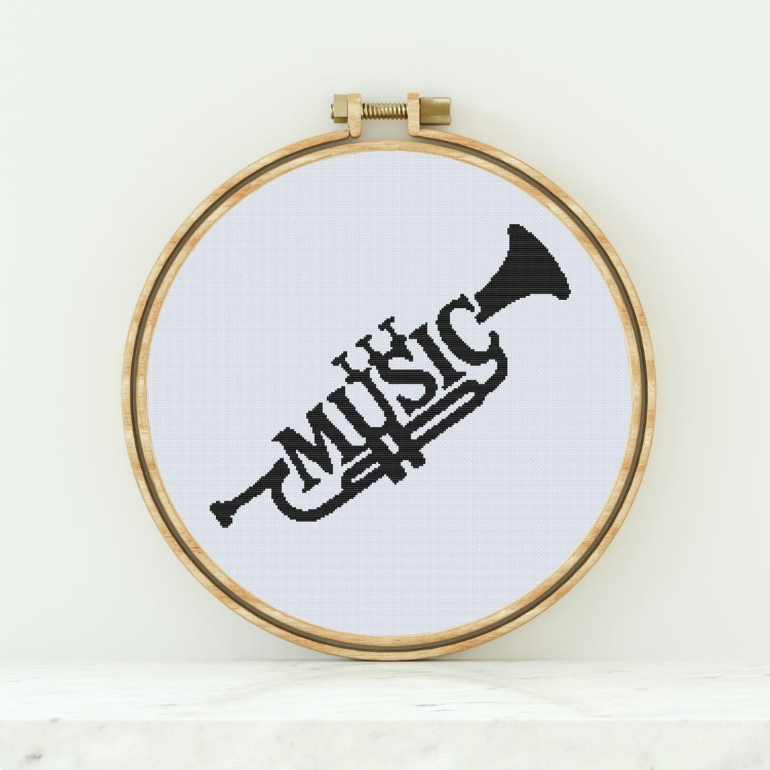 Music Trumpet Cross Stitch Pattern Music Counted Cross Stitch Modern ...