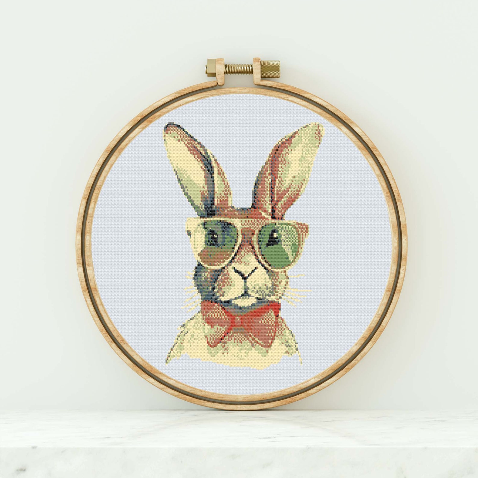 Rabbit With Glasses Cross Stitch Pattern Rabbit Counted Cross Stitch ...