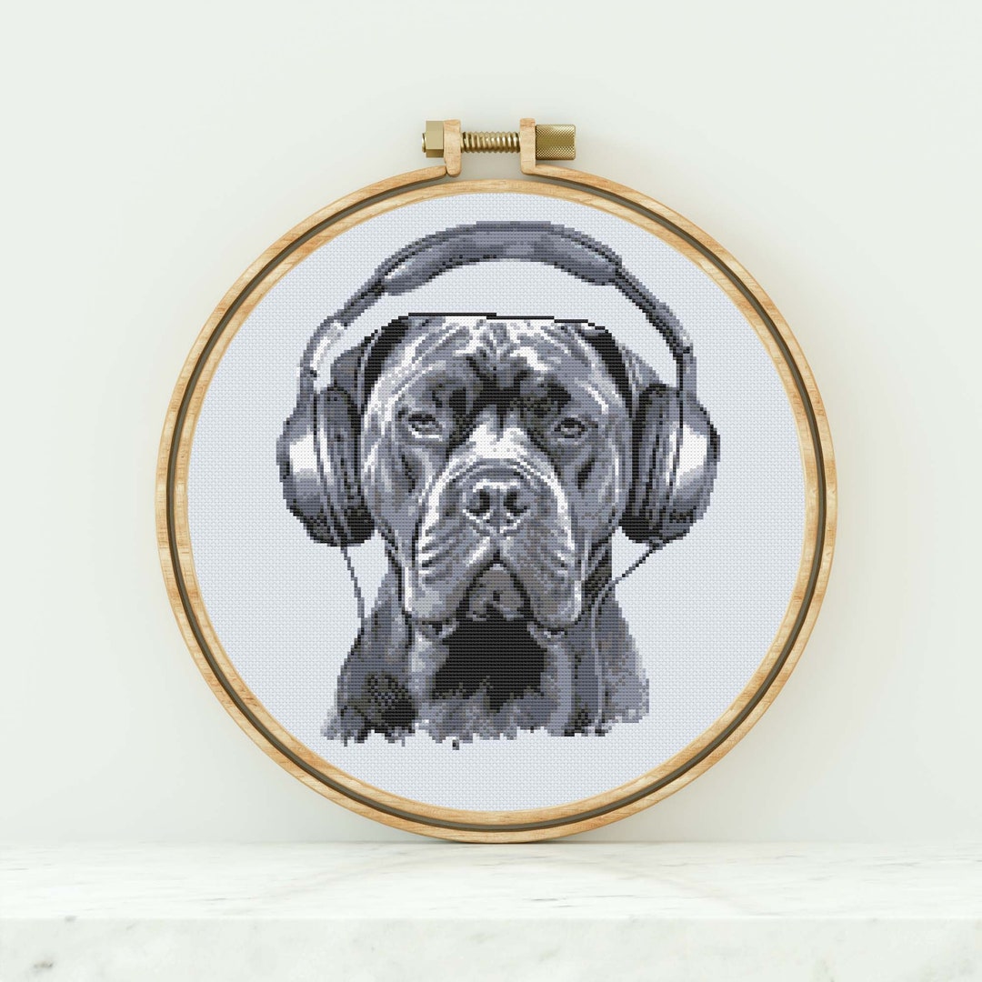 Cane Corso With Headphones Dog Cross Stitch Pattern Cane Corso Counted ...