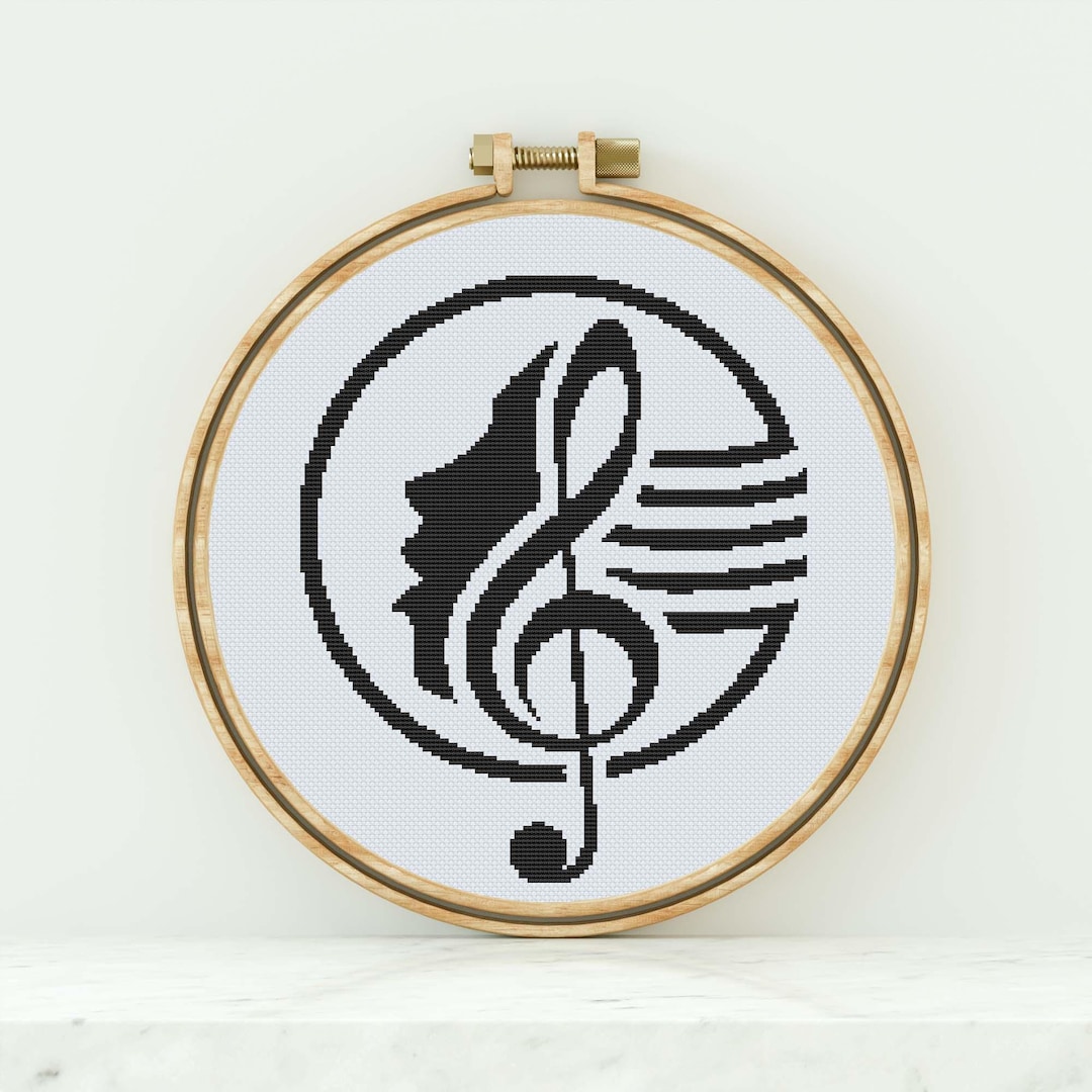 Music Note Woman Cross Stitch Pattern Music Counted Cross Stitch Modern ...