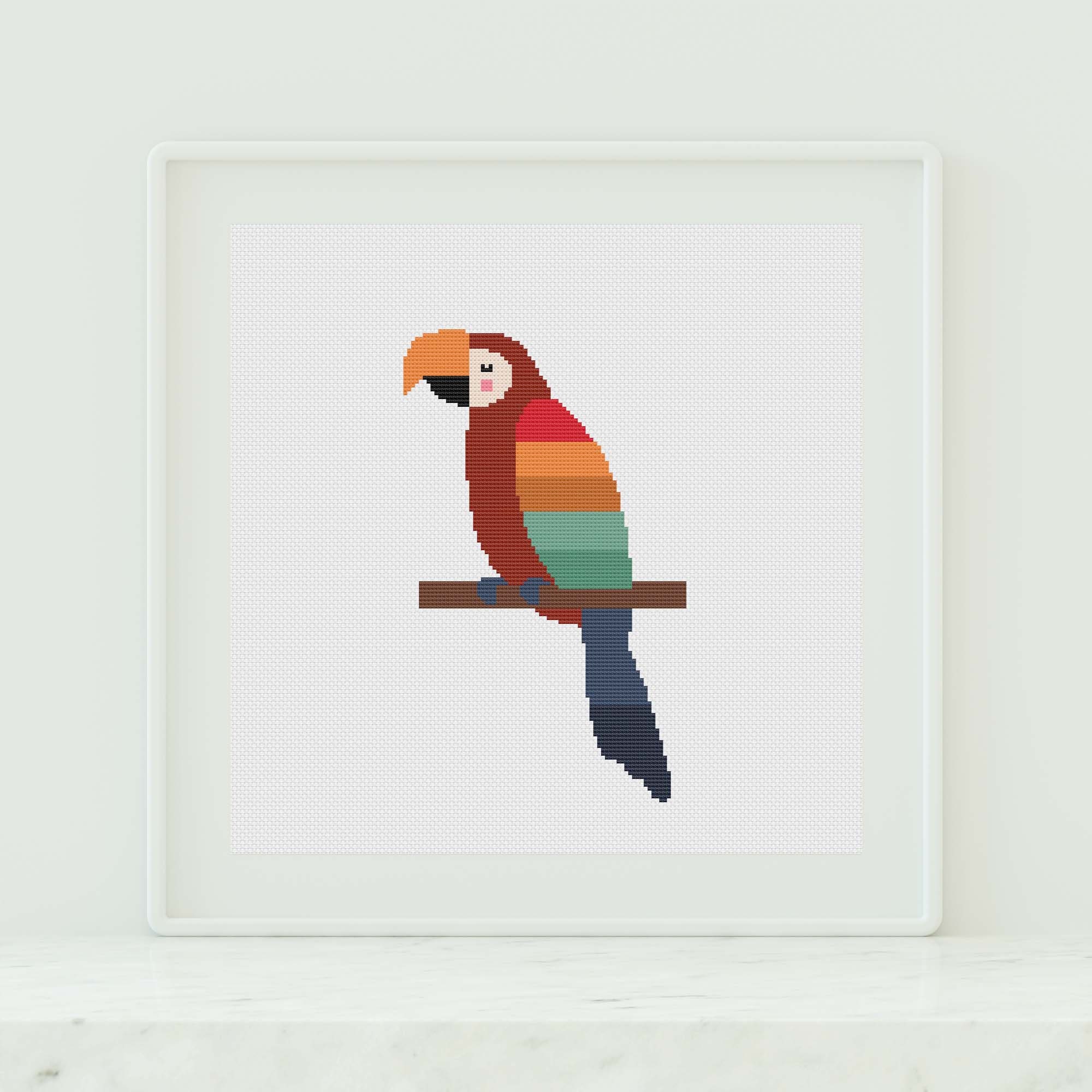 Parrot Cross Stitch Pattern Geometric Parrot Counted Cross Stitch ...