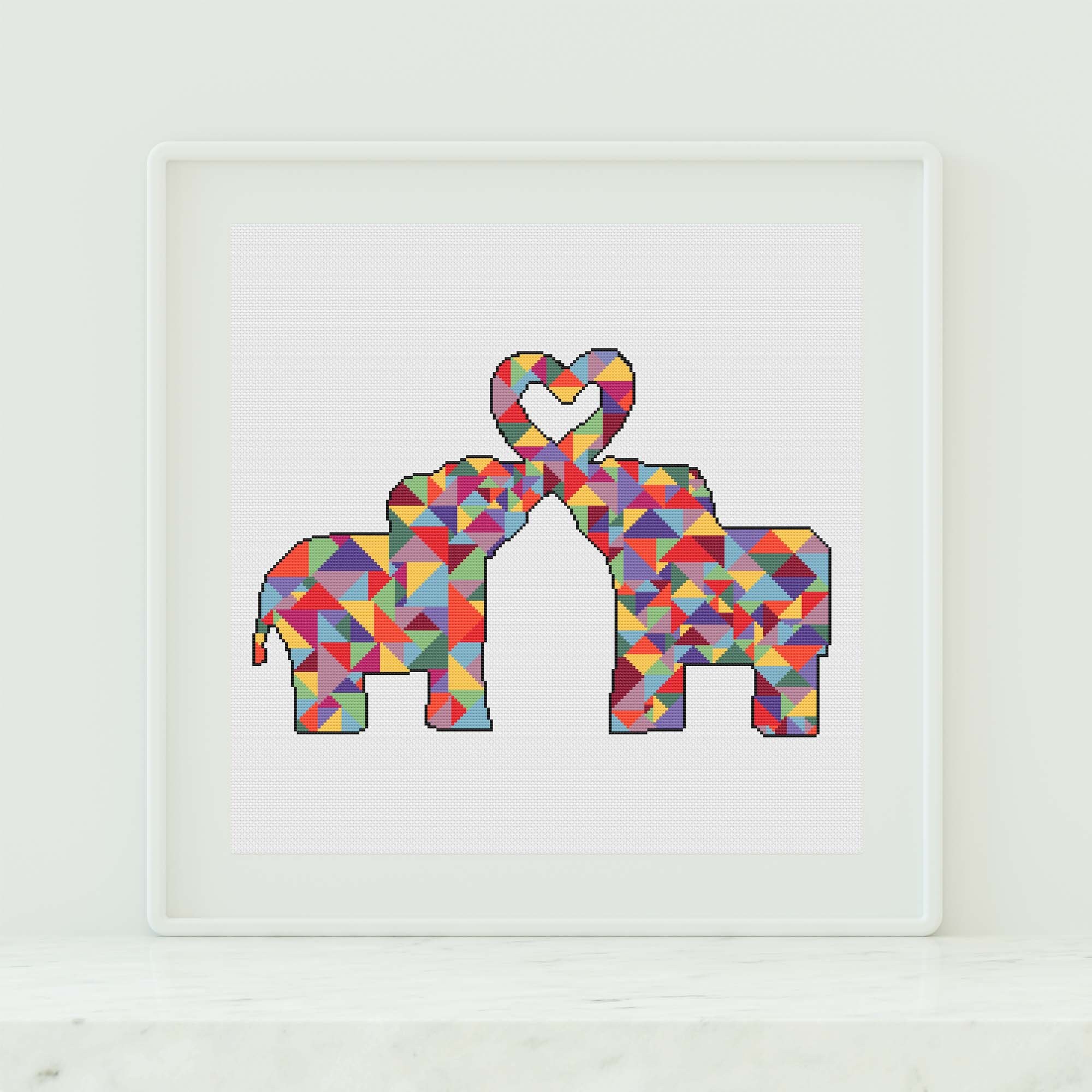 Elephant Cross Stitch Pattern Geometric Elephant Counted Cross Stitch ...