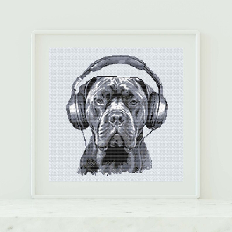 Cane Corso With Headphones Dog Cross Stitch Pattern Cane Corso Counted ...
