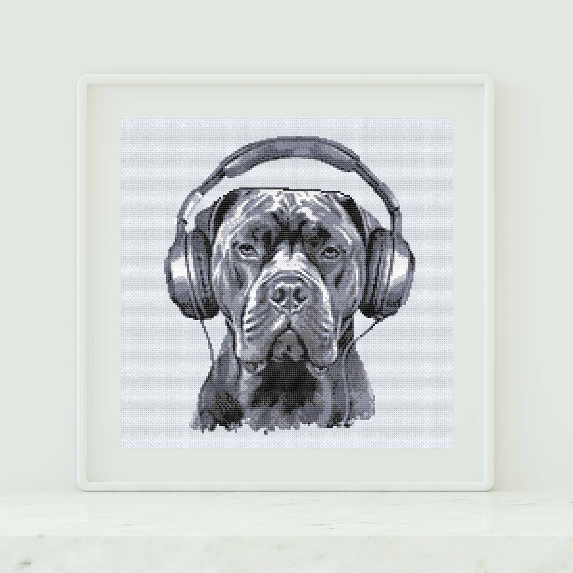Cane Corso With Headphones Dog Cross Stitch Pattern Cane Corso Counted ...