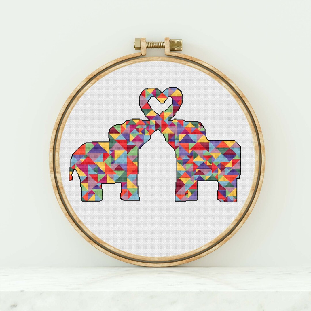 Elephant Cross Stitch Pattern Geometric Elephant Counted Cross Stitch ...