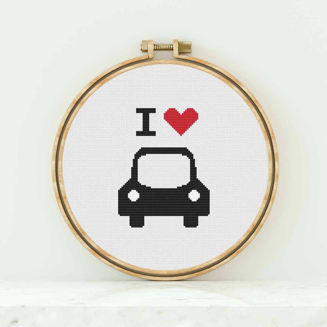 I Love Car Cross Stitch Pattern Counted Cross Stitch Modern Cross ...