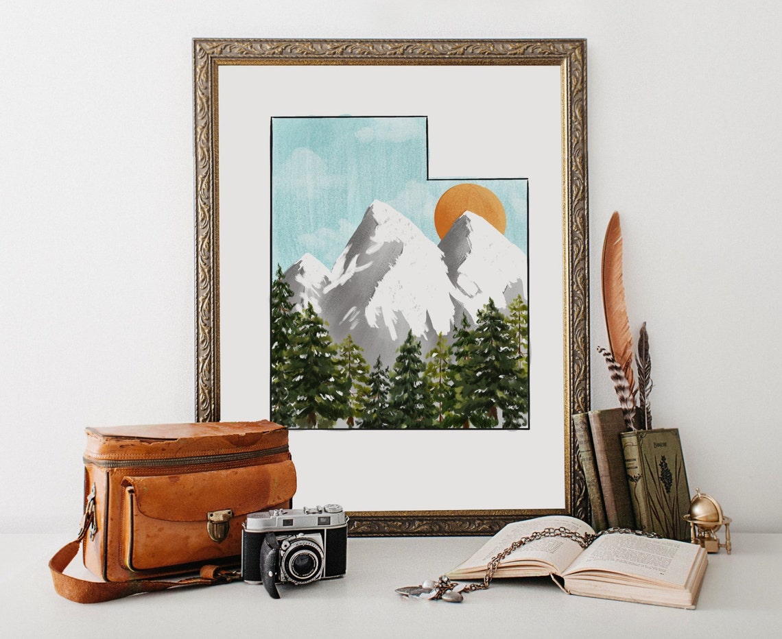PRINTABLE Utah Art Utah Mountains Utah Print State Art | Etsy