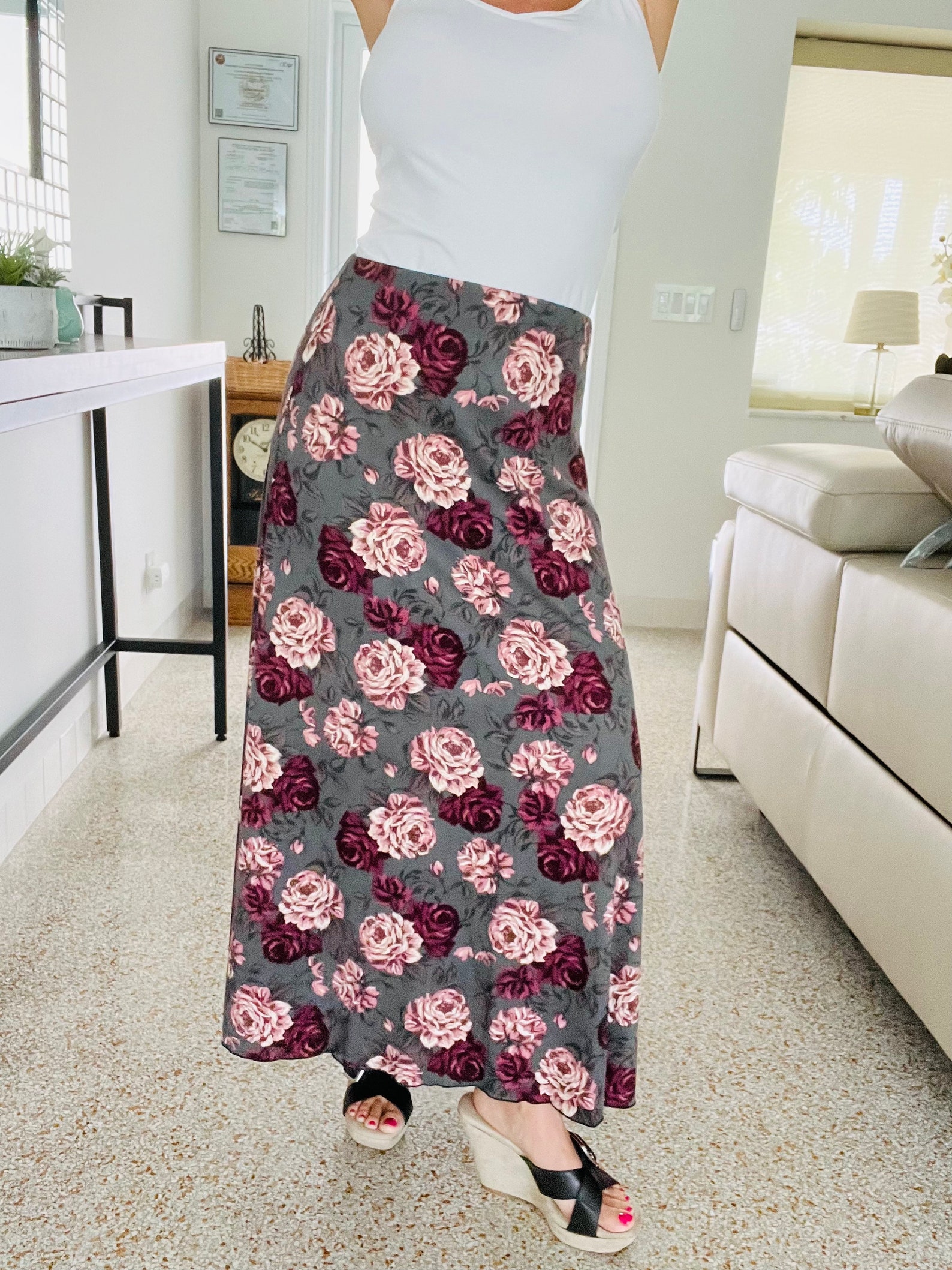 Hourglass Patterns©: Easy Construction Maxi Knit Skirt With 1" Elastic ...