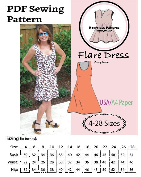 Hourglass Patterns©: Flirt Flare Knit Dress Size 4-28 PDF | Etsy