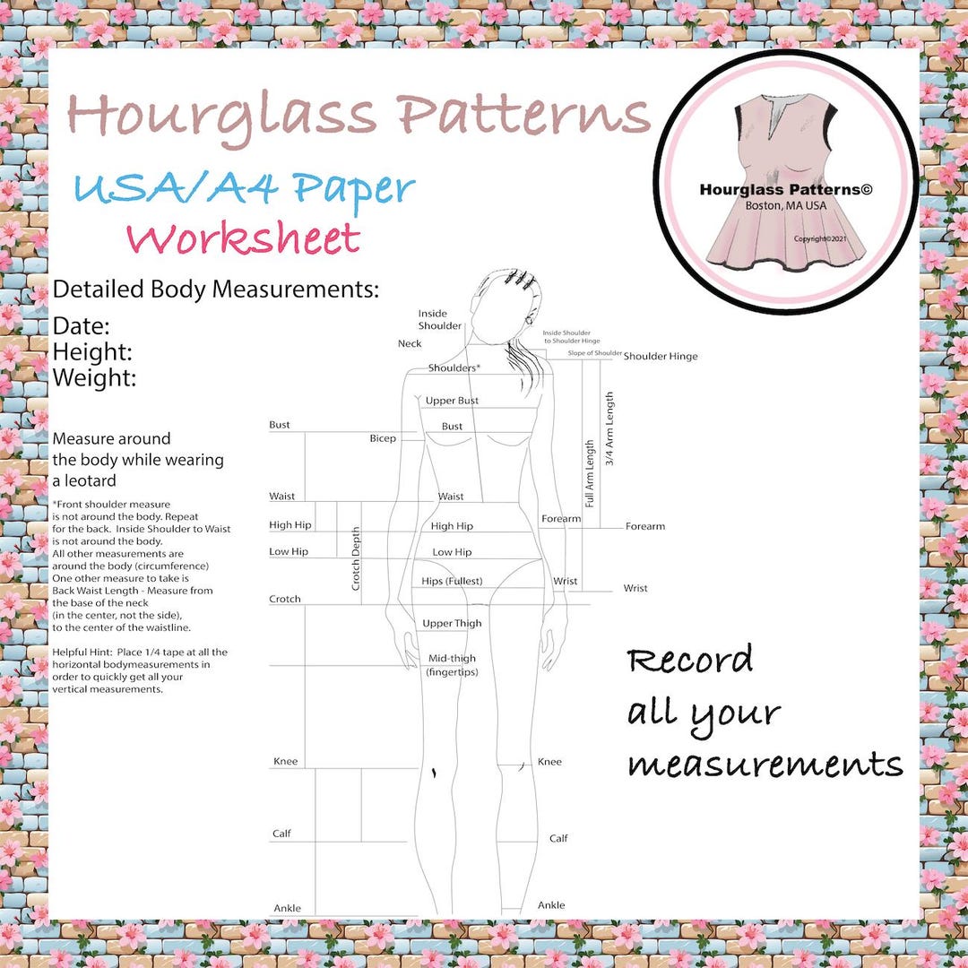 Hourglass Patterns©: Record Detailed Body Measurements. Sewing Planner ...