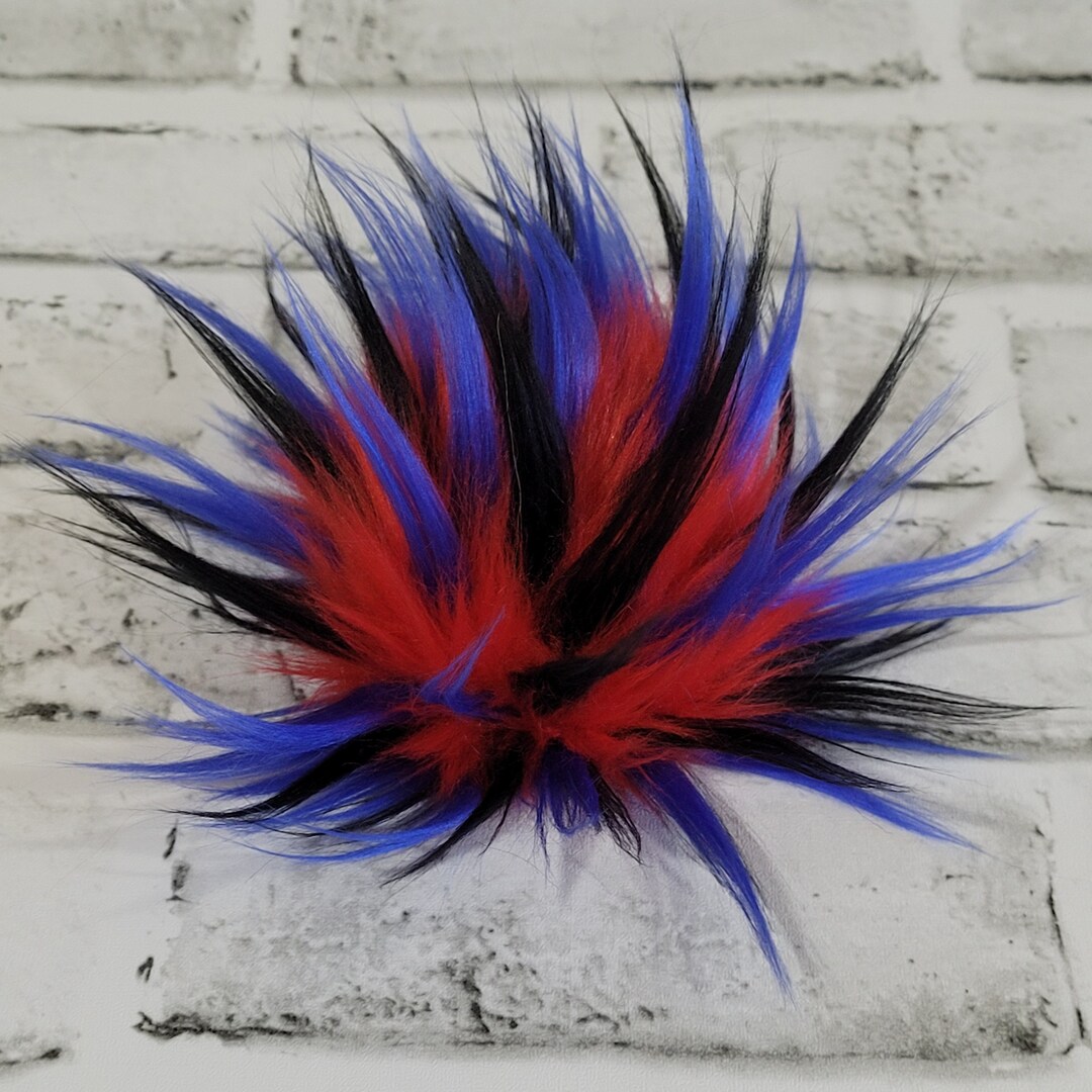 Red Monster Pom - Black & Blue Spikes - Etsy