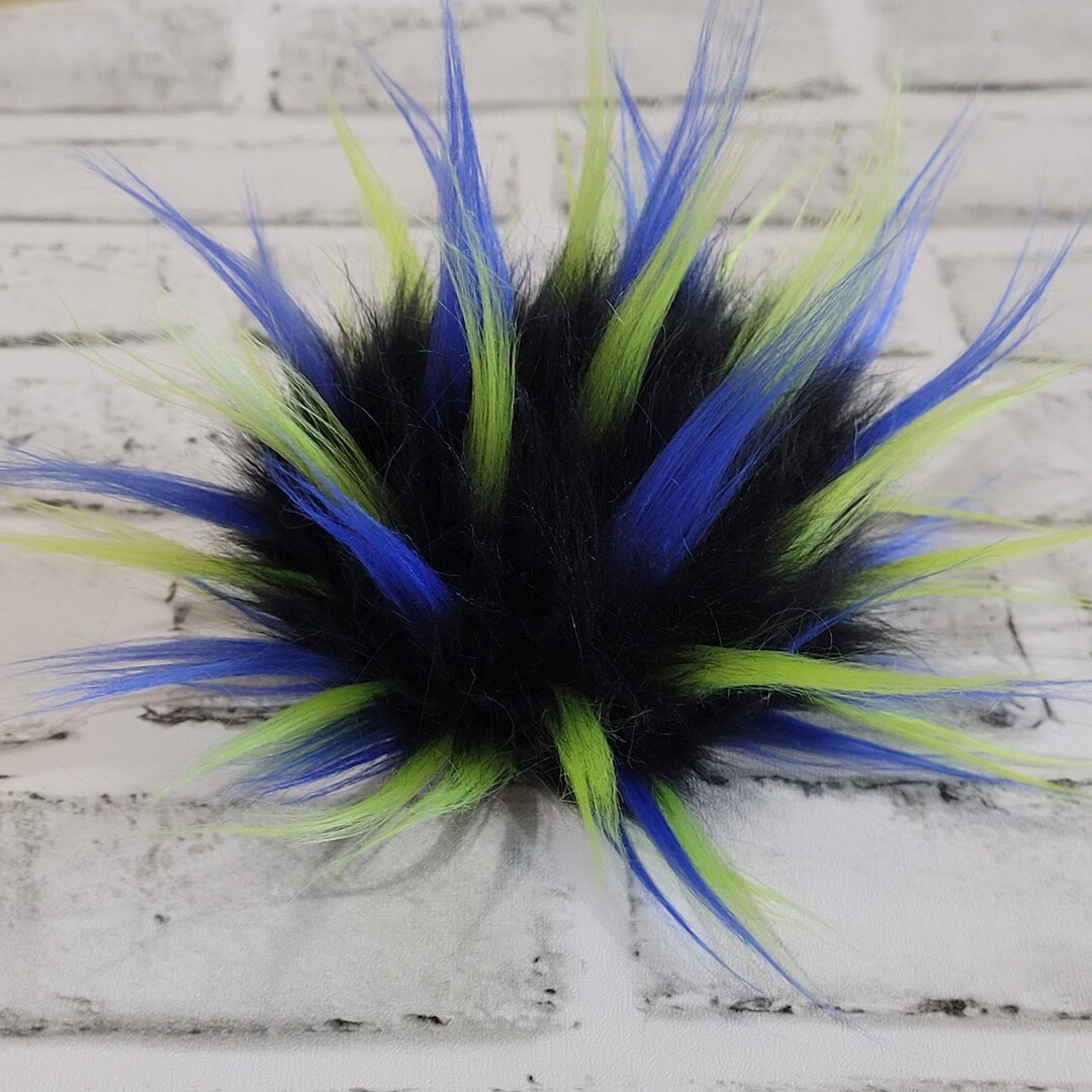 Black Monster Pom - Blue & Lime Spikes - Etsy