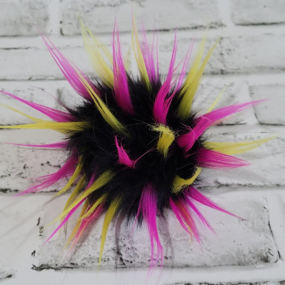 Black Monster Pom - Pink & Yellow Spikes - Etsy