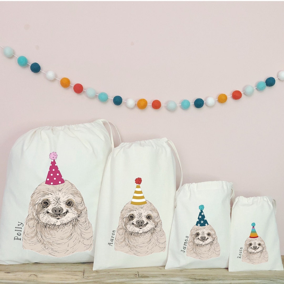 Personalised Sloth Party Bags, Gift Bag, Teenagers Party, Wedding ...