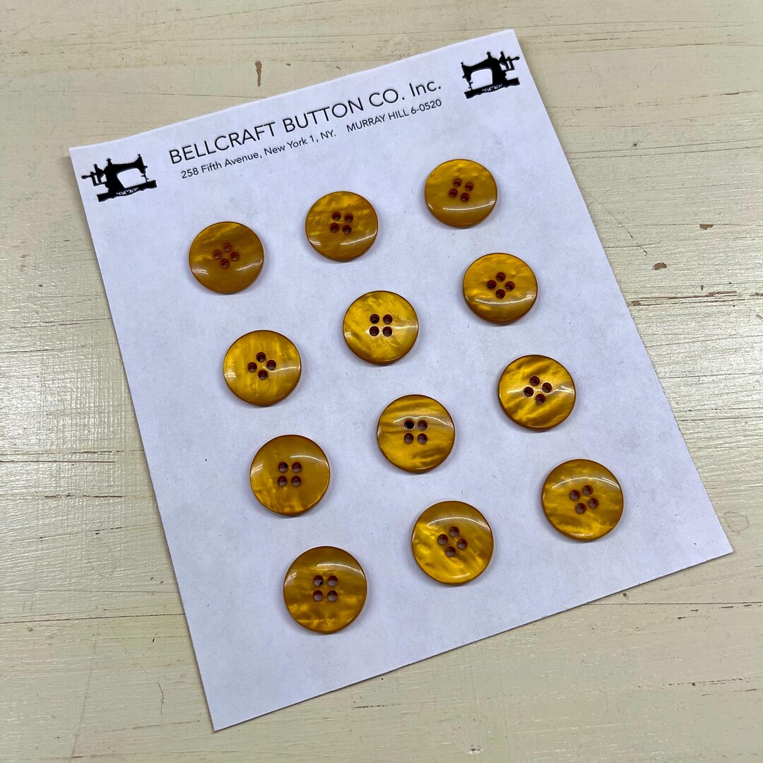 Buttons-vintage Iridescent Amber 4 Hole Flat Buttons - Etsy