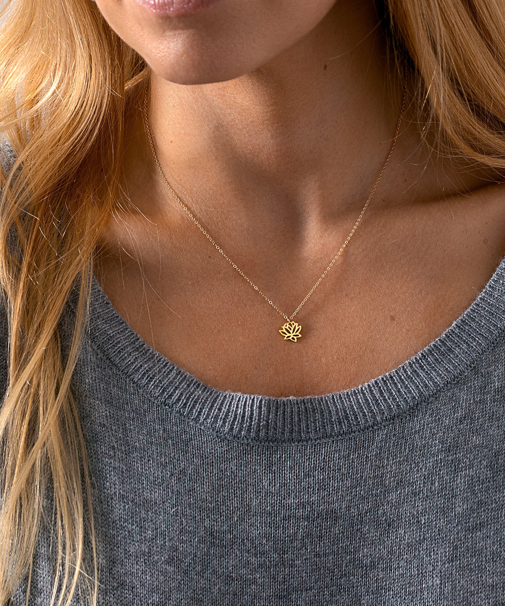Lotus Necklace Dainty Gold Necklace Gold Lotus Necklace - Etsy