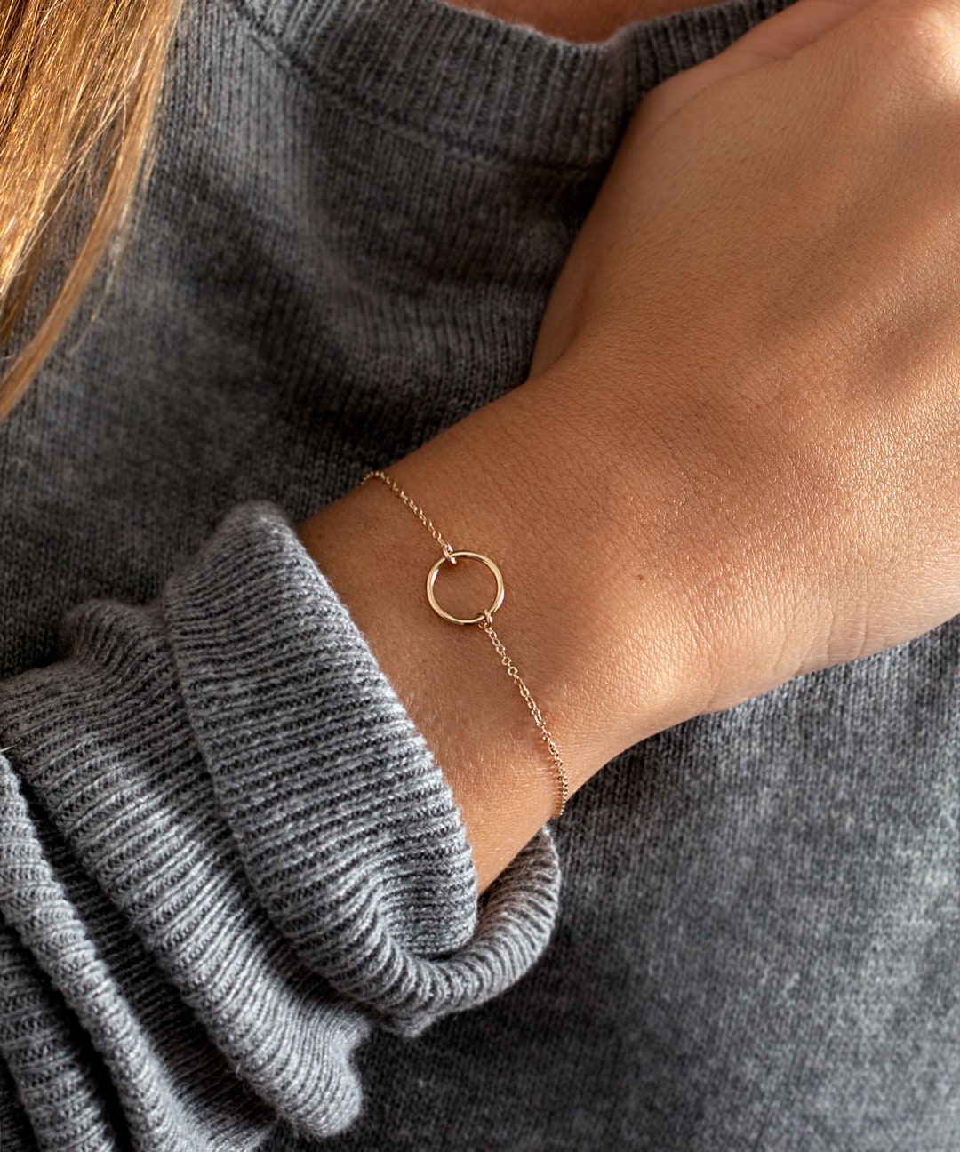 Open Circle Bracelet - Karma Bracelet - Simple Gold Bracelet for Women ...