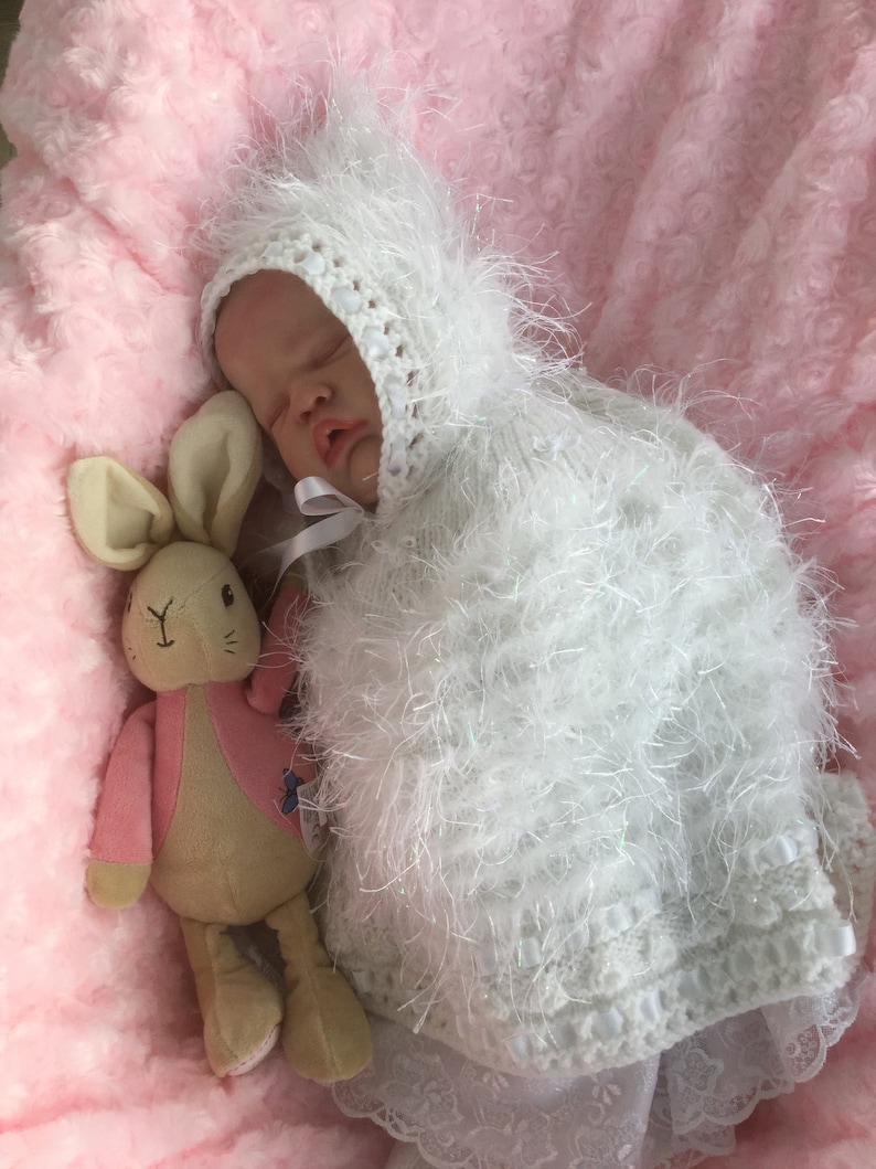 Hand Knitted Baby Cape Christening Cape Baptism Wraphooded - Etsy