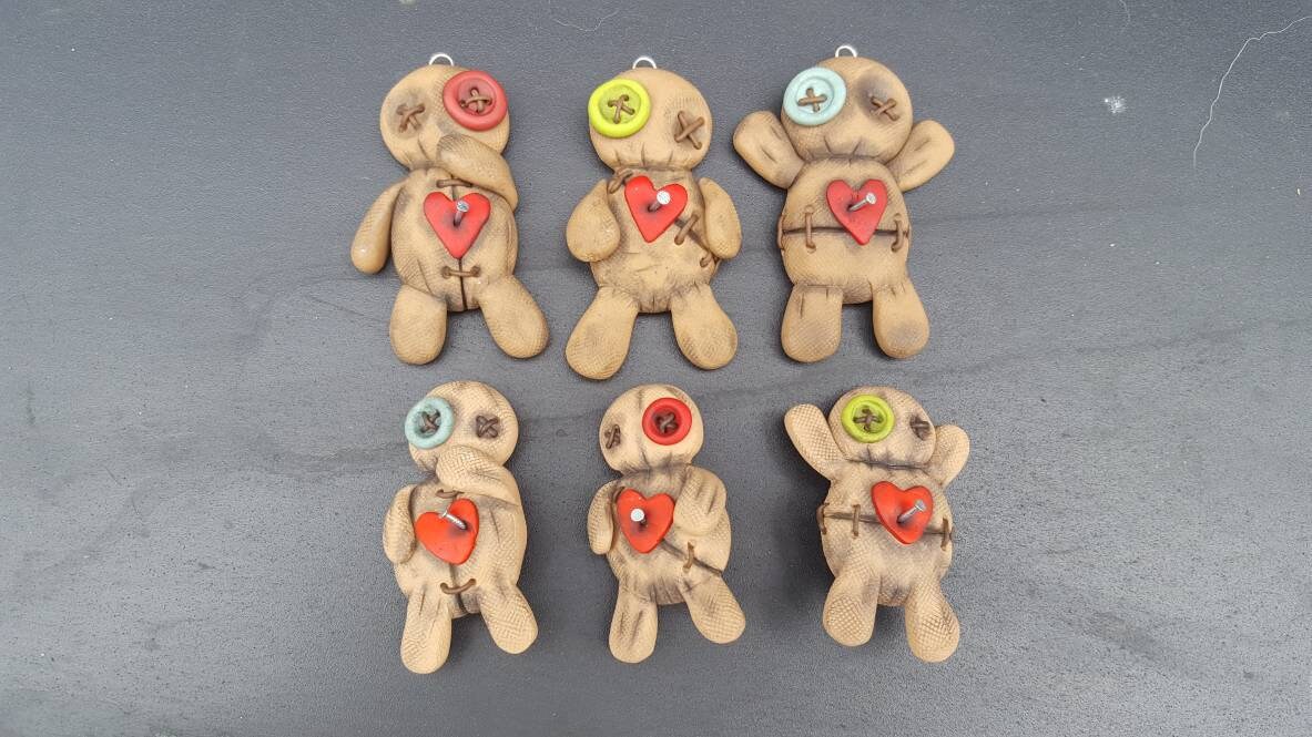 Handmade polymer clay voodoo doll art pin | Etsy