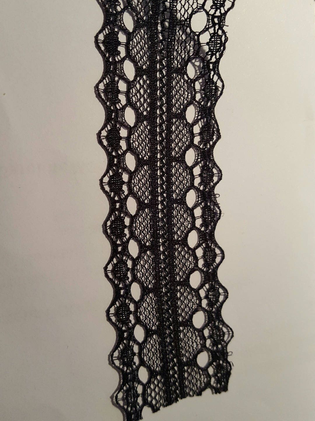 Very light ribbon in thin black lace 2.5 cm 52 | Etsy