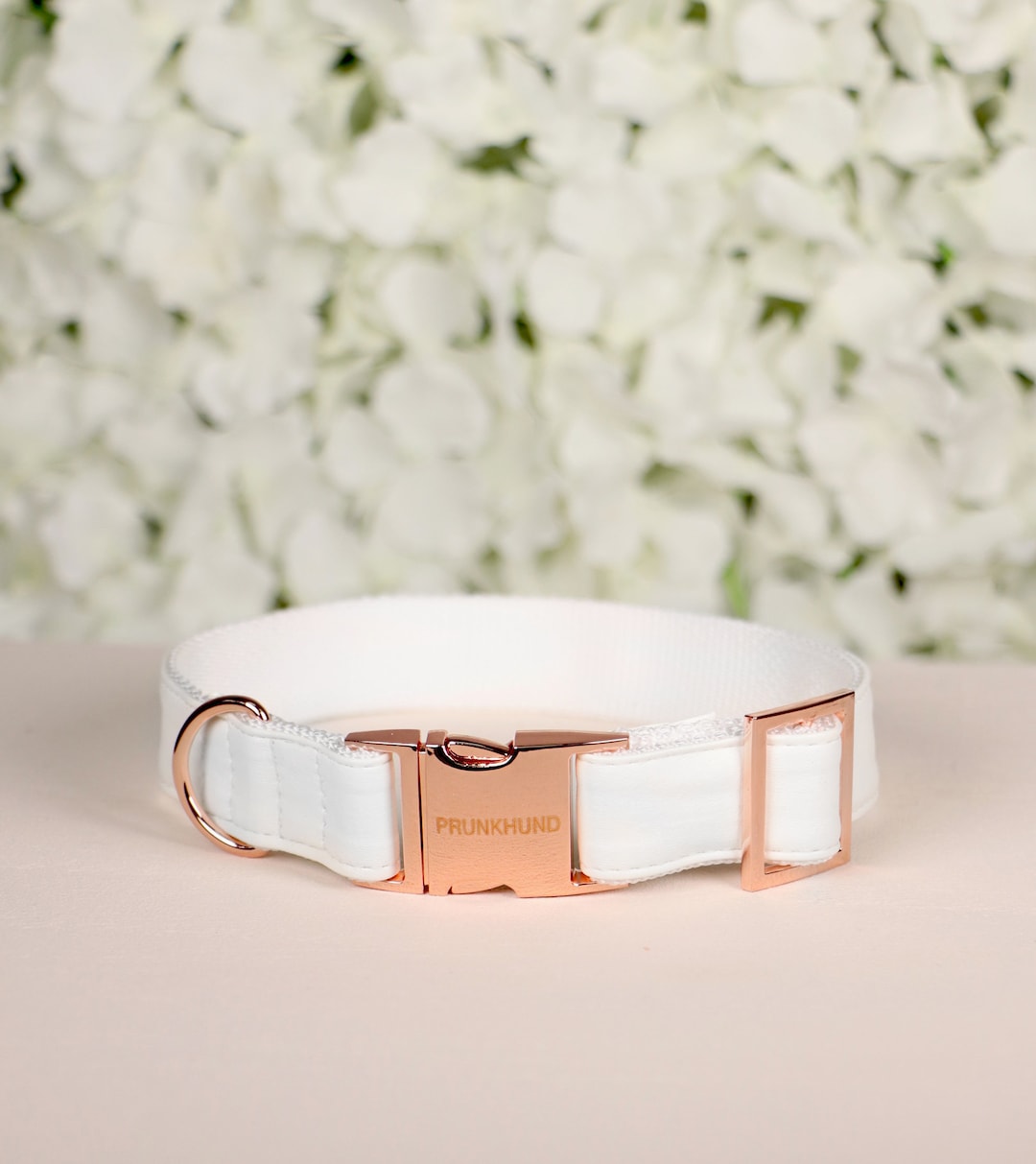 Dog Collar COCONUT With Rose Gold Colored Hardware - Handcrafted Dog ...