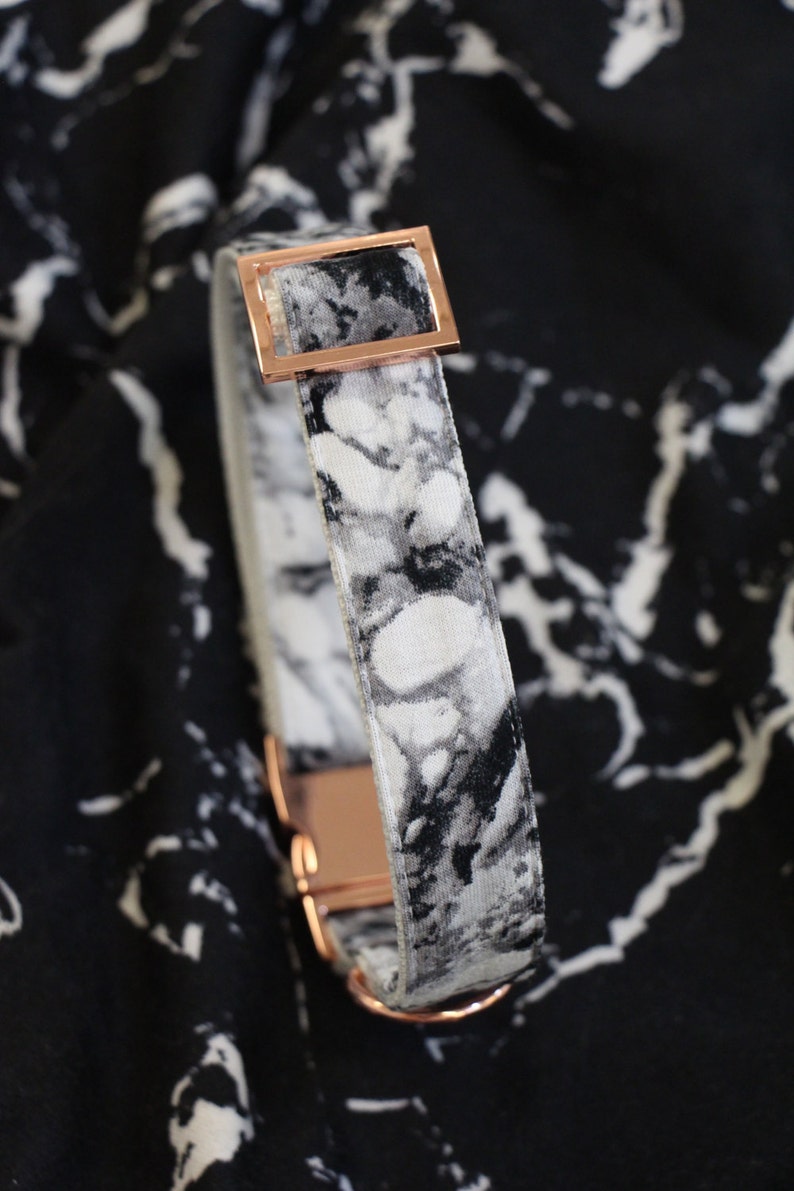 Dog Collar MARBLE With Rose Gold Colored Hardware Handmade - Etsy