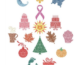 Frilly Symbols 16 Machine Embroidery Designs for - Etsy