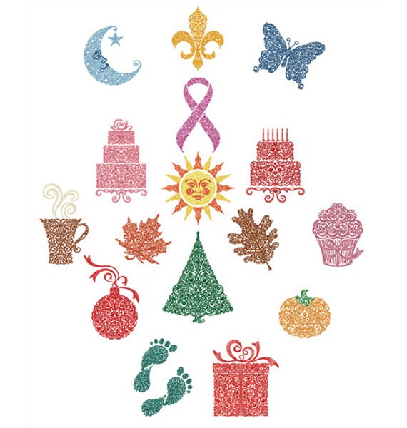 Frilly Symbols 16 Machine Embroidery Designs for - Etsy