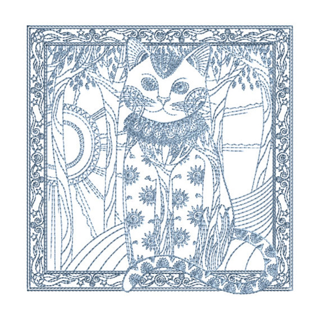 Cat in the Window Machine Embroidery Design in Three Sizes for 5"x7", 6 ...