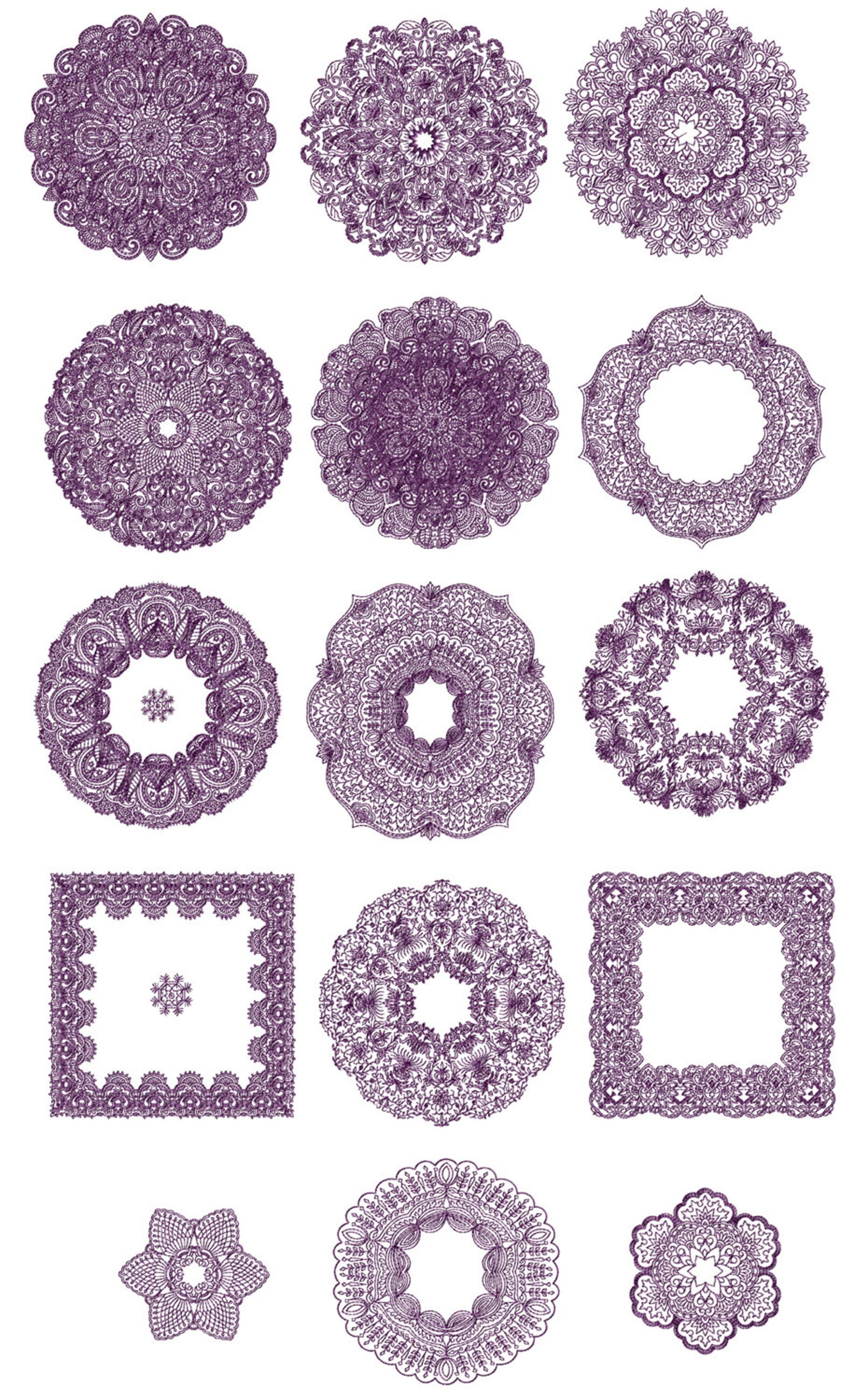 Purple Ornaments 15 Machine Embroidery Designs for | Etsy