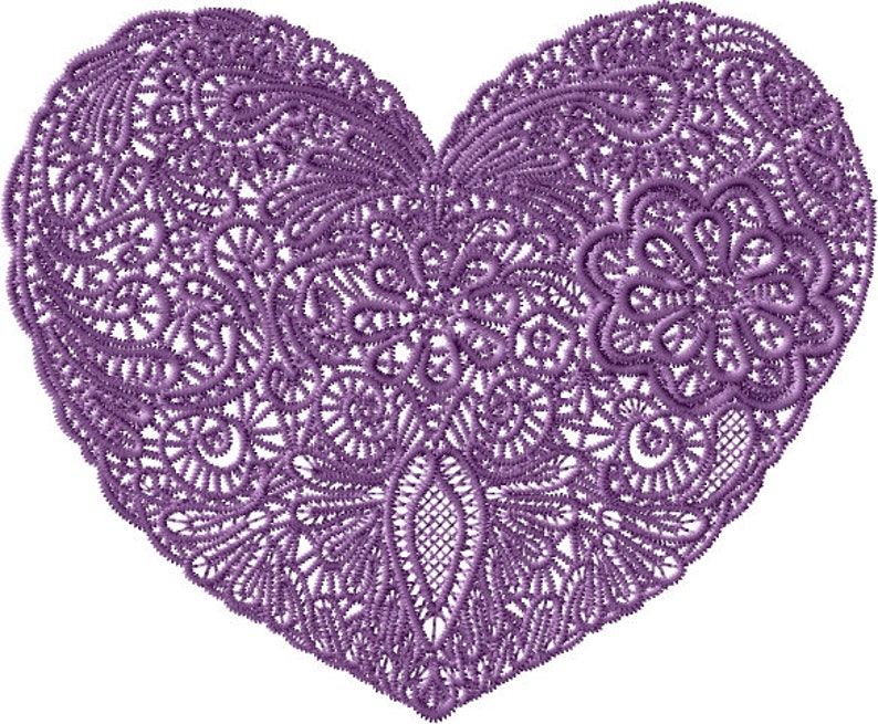 Lacy Heart Free Standing Lace Machine Embroidery Design for | Etsy