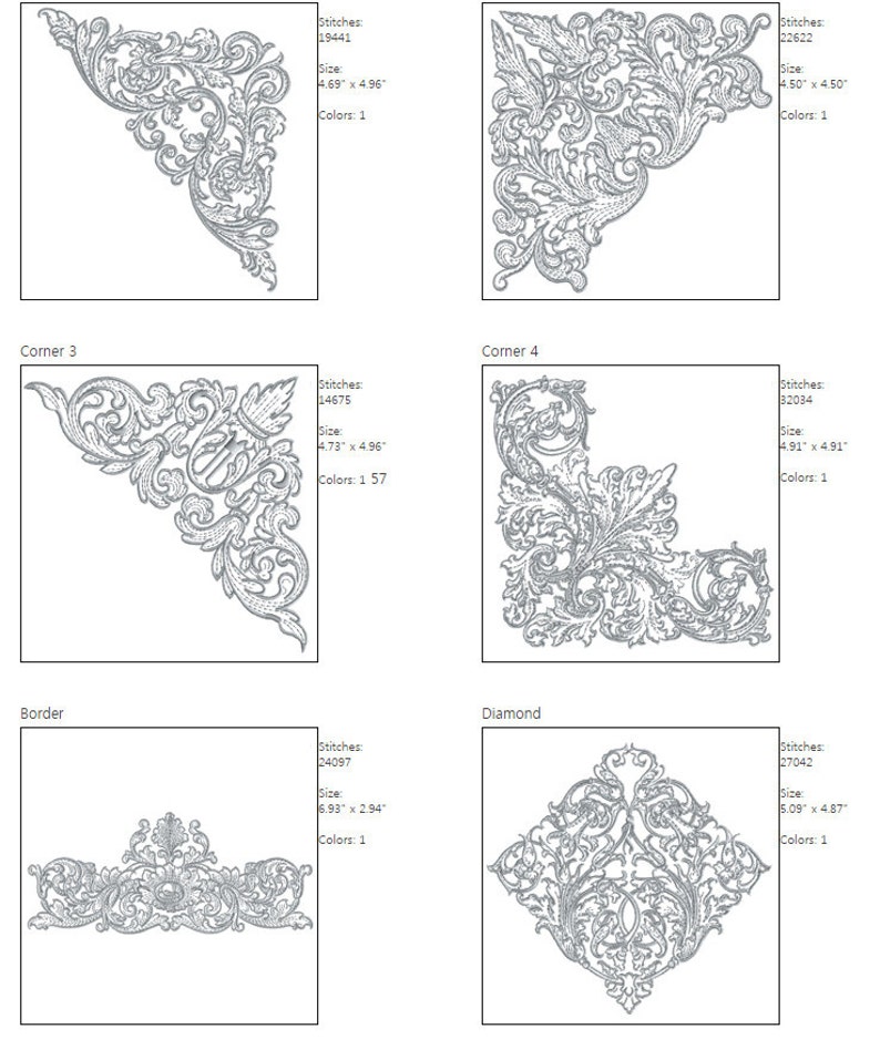 Whitework Borders-n-corners 6 Machine Embroidery Designs for - Etsy