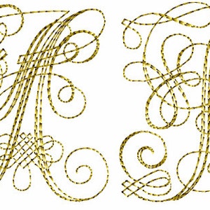 Gold Capitals Font 26 Machine Embroidery Letters for 4"x4" Hoop F2126 ...