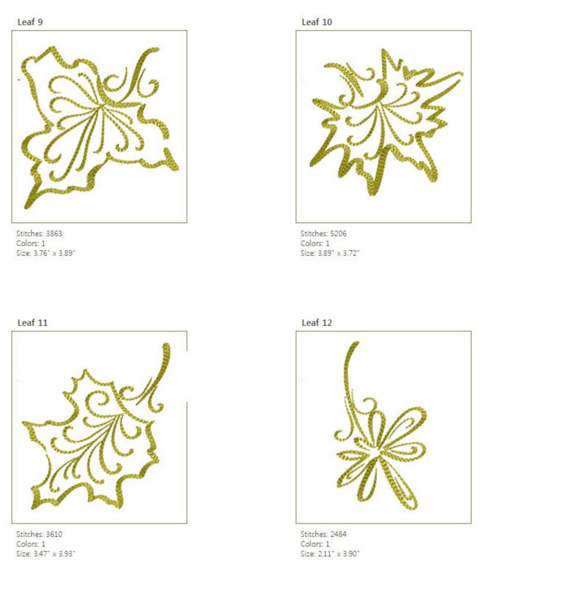 Golden Leaves 12 Machine Embroidery Designs for - Etsy