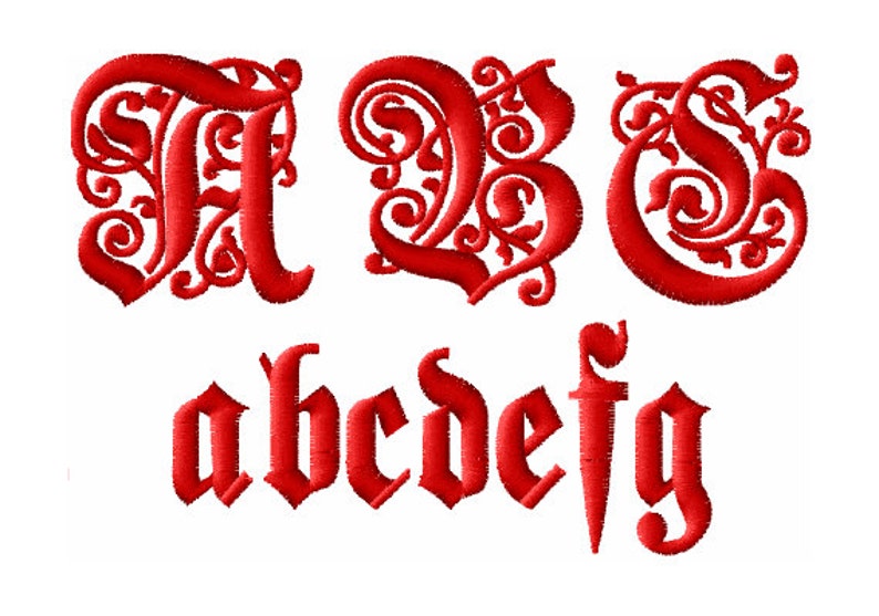 Medieval Monograms Machine Embroidery 26 Upper-case and 26 Lower-case ...
