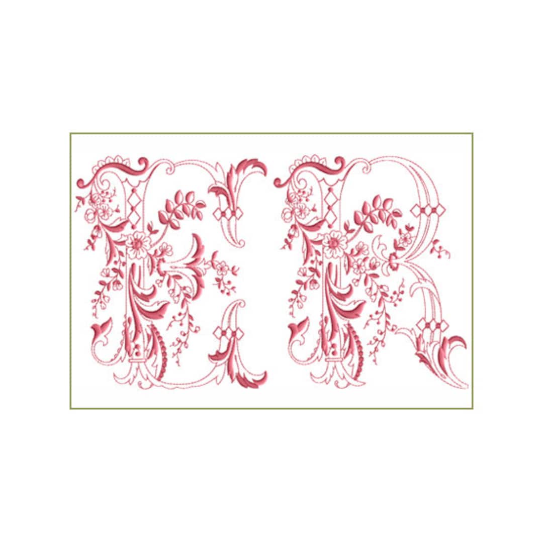 Enlaced Romance Initials 26 Machine Embroidery Letters in 3 Sizes for 5 ...