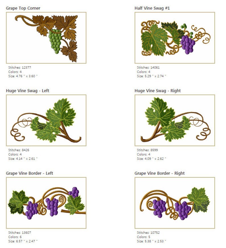 ABC Designs Grape Vines 14 Machine Embroidery Designs for - Etsy
