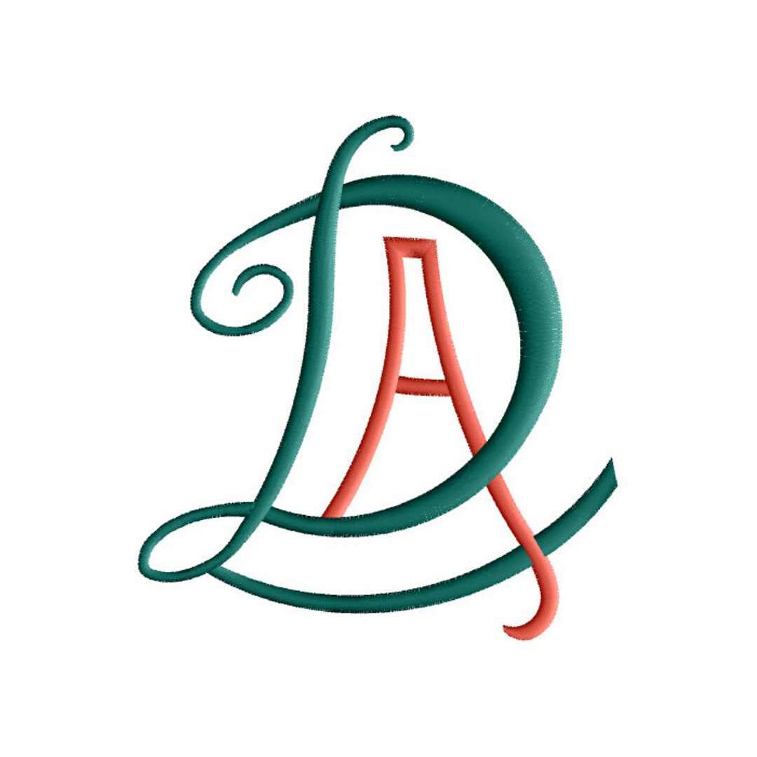 A and D #7 Two-letter Monogram Combination Machine Embroidery Design in ...