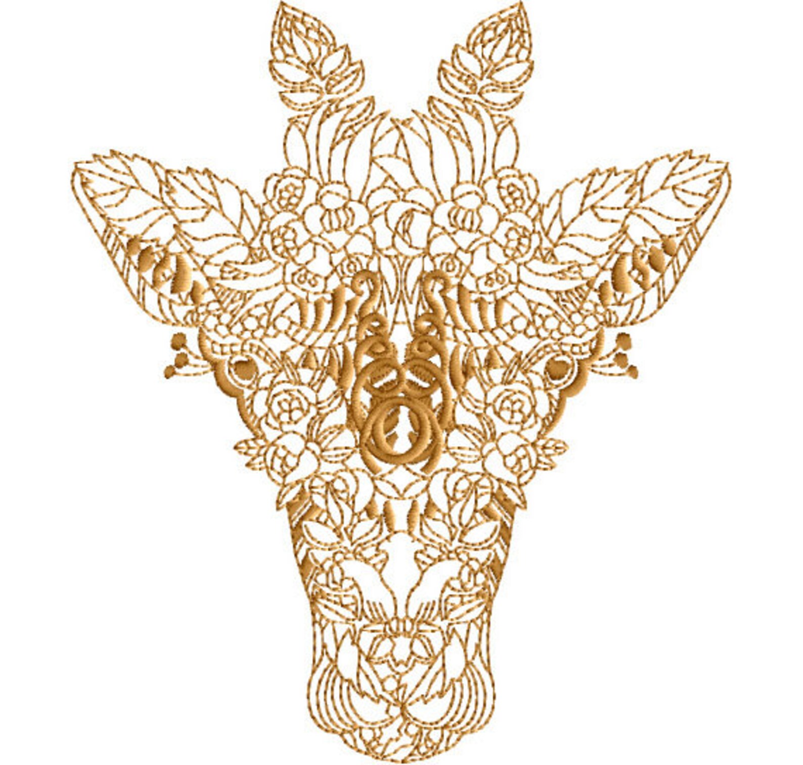 Giraffe Face Machine Embroidery Design - 4 Sizes 4 X 4-inch, 5 X 7-inch ...