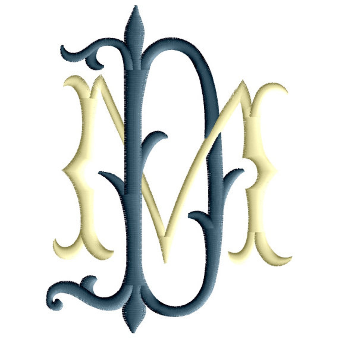 M and D #5 Two-letter Monogram Combination Machine Embroidery Design in ...