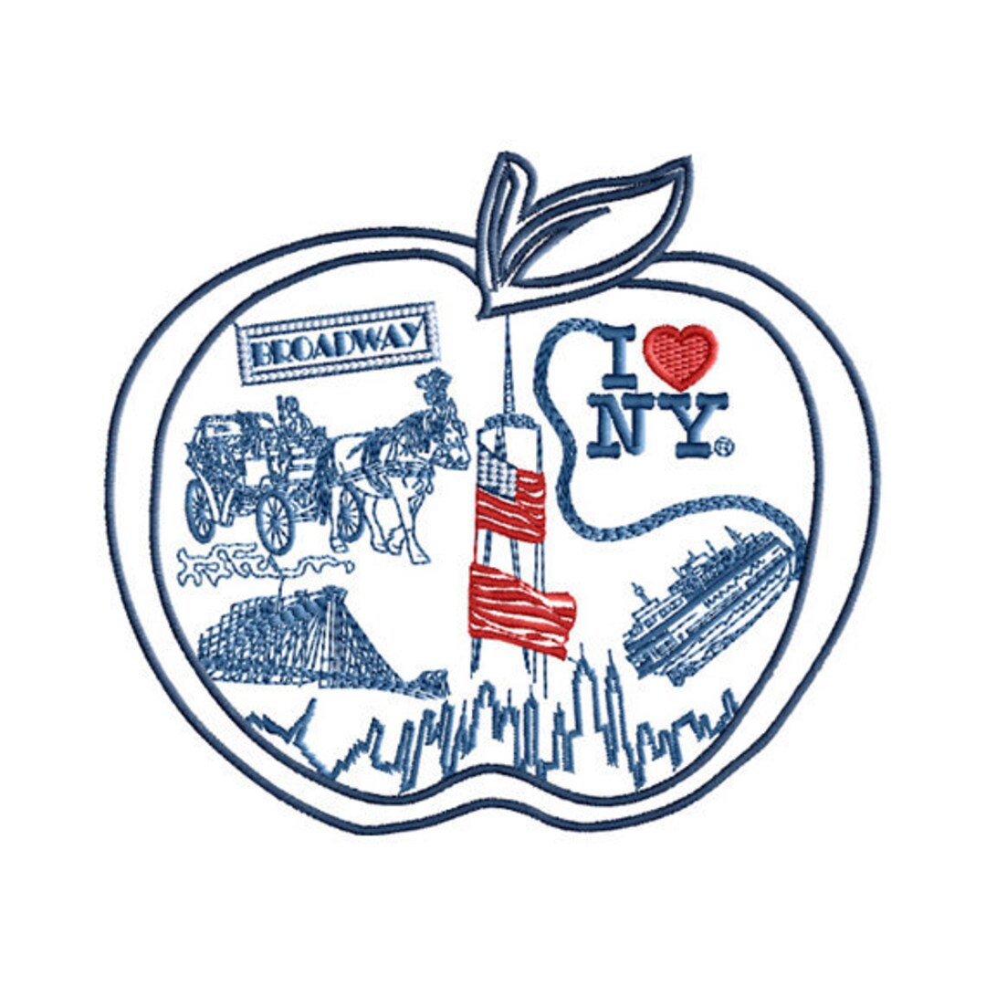 I Love New York Machine Embroidery Design - 2 Sizes 5 X 7-inch Hoop, 7 ...