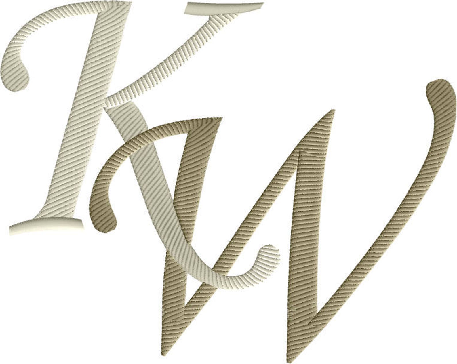 K and W 3 Two-letter Monogram Combination Machine Embroidery - Etsy