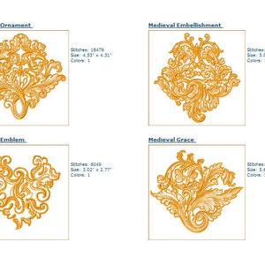 Medieval Splendor 13 Machine Embroidery Designs for 5"x7" for Hoop ...