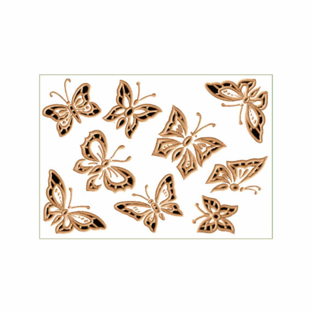 Diseños ABC Mariposas caladas pequeñas 8 diseños de bordado a máquina ...
