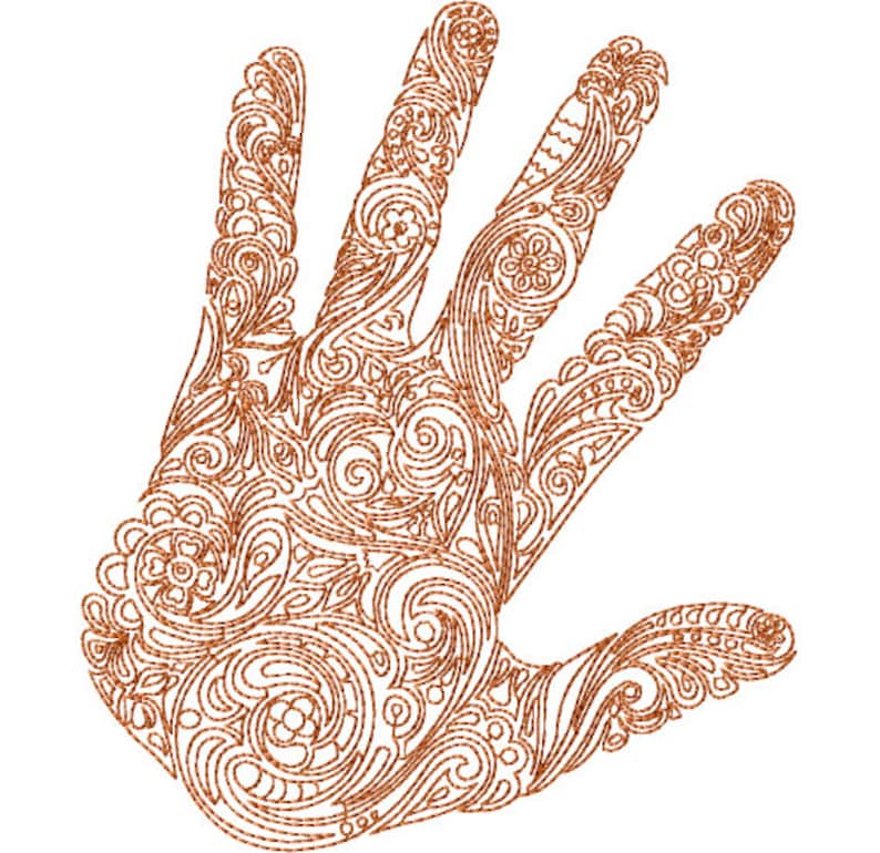 Henna Palm Machine Embroidery Design - 5 X 7-inch Hoop, CD-129 - Etsy