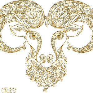 Zodiac Sign Aries Machine Embroidery Design 3 Sizes 5 X - Etsy