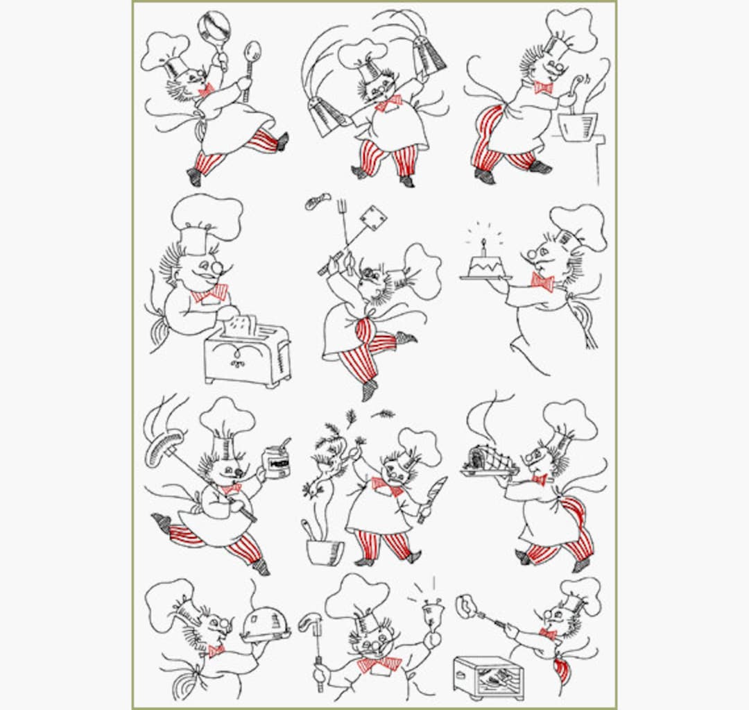 French Chef 2 12 Machine Embroidery Designs for 5"x7" Hoop D2142 - Etsy