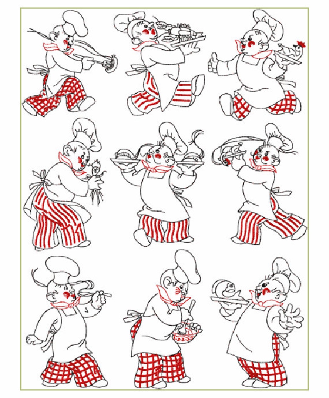 French Chef 9 Machine Embroidery Designs for 5"x7" Hoop D2141 - Etsy