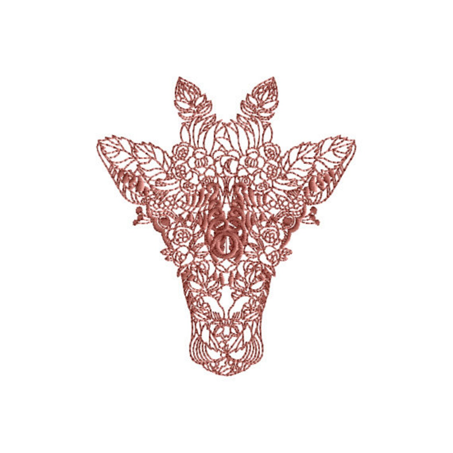 Giraffe Face Machine Embroidery Design - 4 Sizes 4 X 4-inch, 5 X 7-inch ...